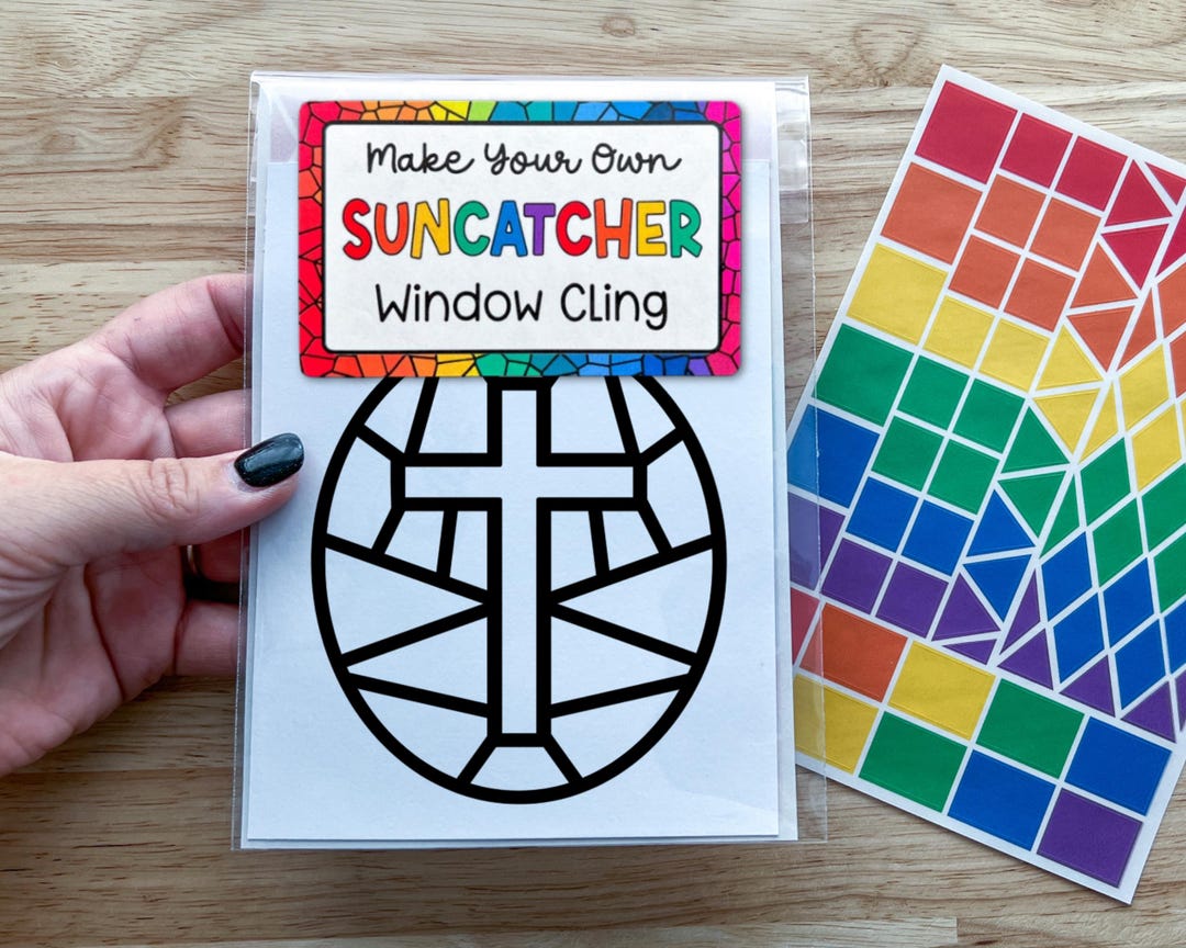 Cross Suncatcher Sticker for Windows, Sunday School Activity, Christian ...
