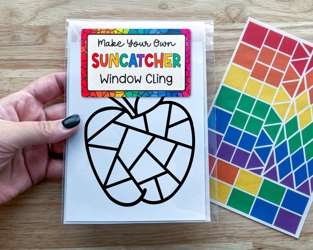 Apple Suncatcher Sticker for Windows, School Classroom Crafts for Kids ...