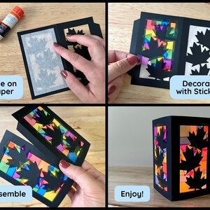 Cross Lantern Craft Kit for Kids, Faux Stained Glass Luminaries ...