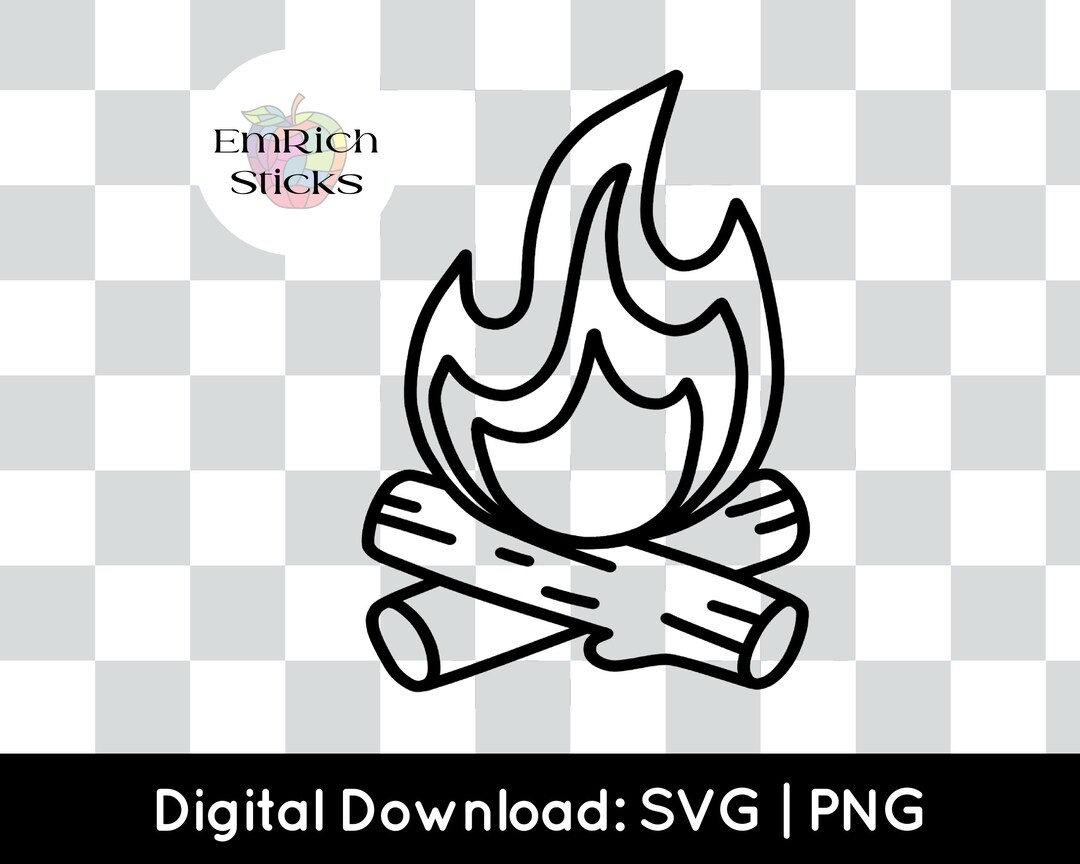 Campfire Outline PNG SVG, Commercial Use Instant Digital Download ...