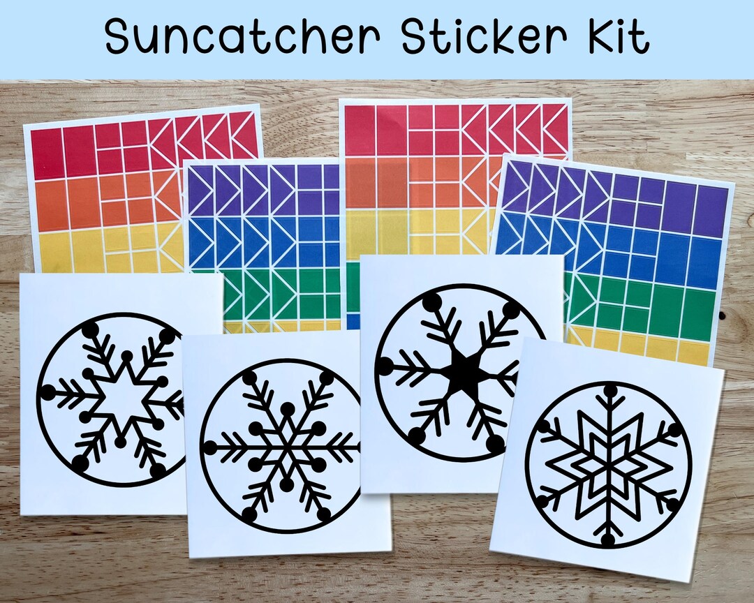 Snowflake Suncatcher Window Decal Set of 4, Winter Craft Kit for Kids ...