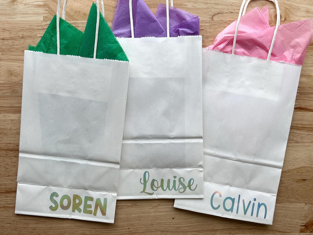 Personalized Holographic Name Gift Bags for Kids, Custom Name Birthday ...