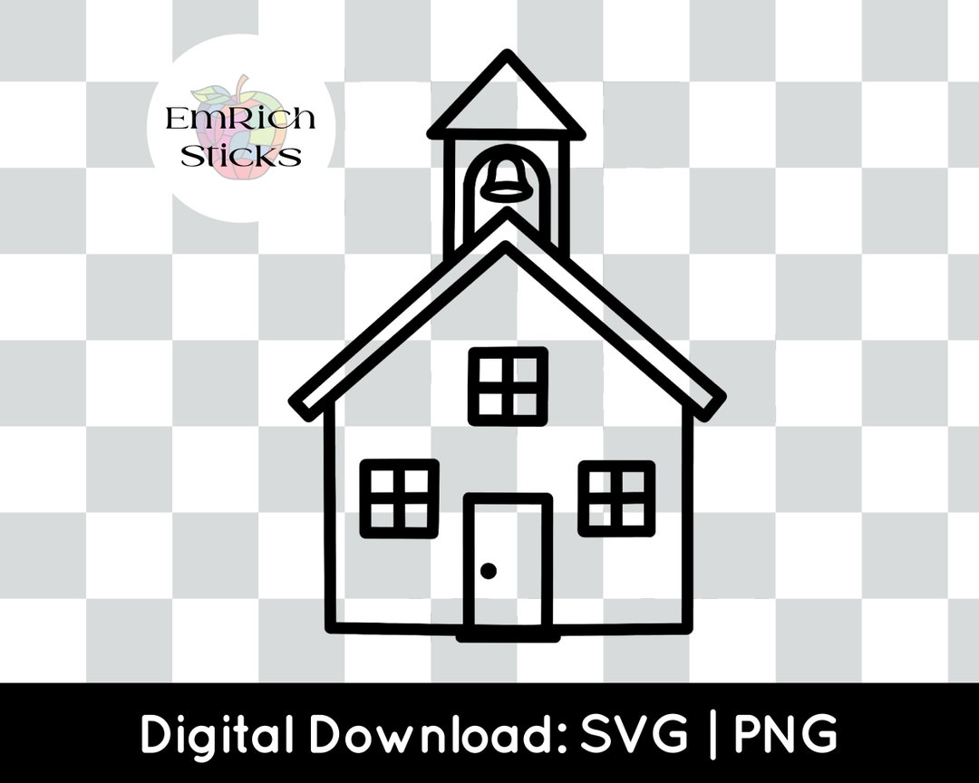 School House Outline PNG SVG, Commercial Use Instant Digital Download ...