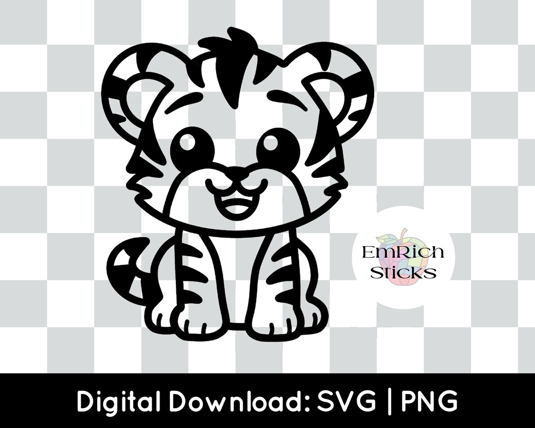 Tiger Outline PNG SVG, Instant Digital Download, Commercial Use, Cute ...