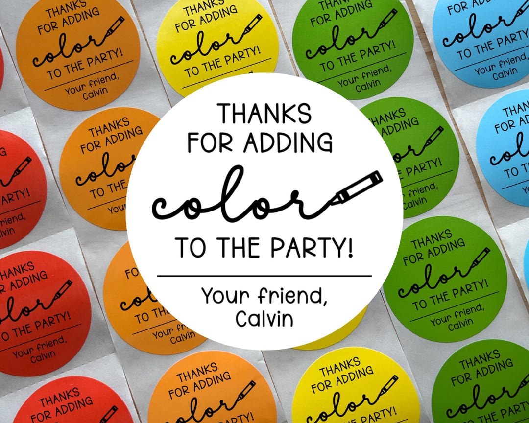 Custom Coloring Thank You Labels SET OF 10, Personalized Thank You ...