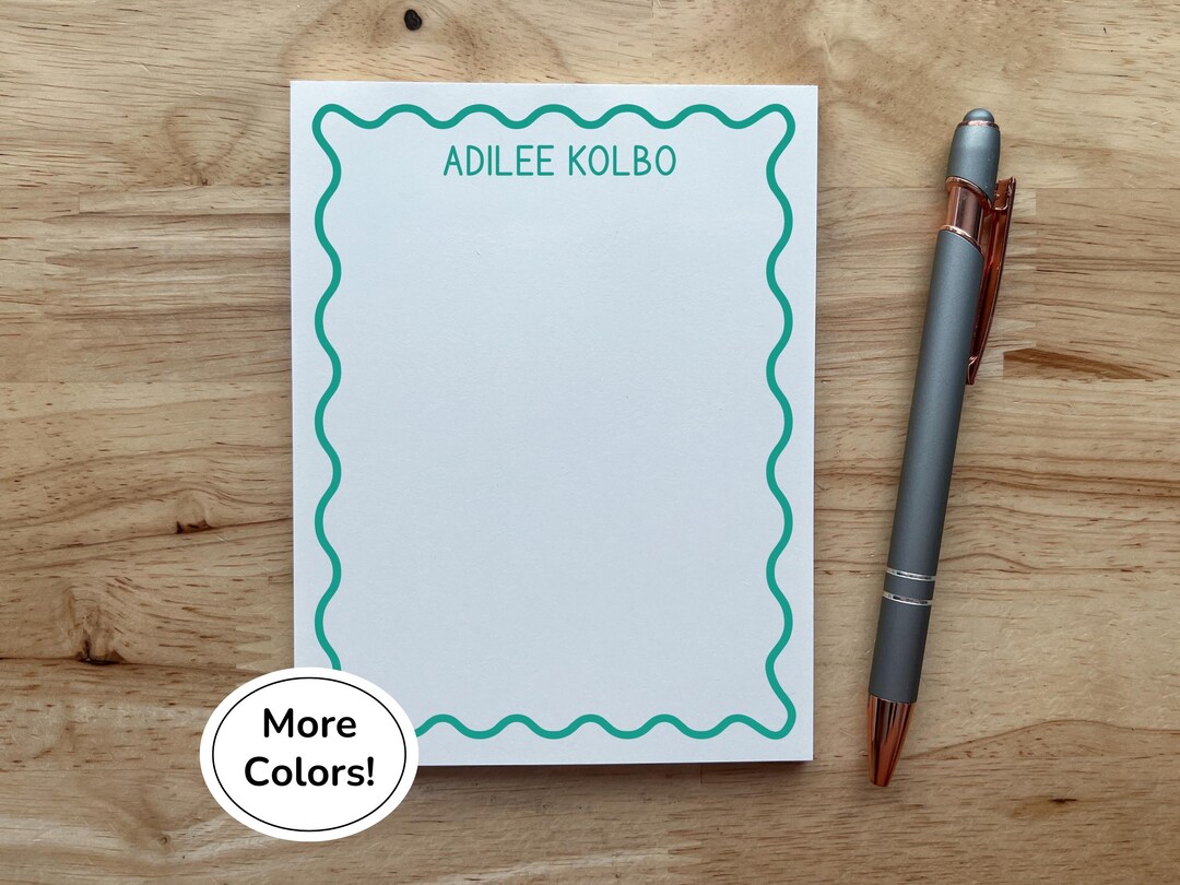 Personalized Kids Notepad, Custom Name Coloring Pad Wavy Border - Etsy