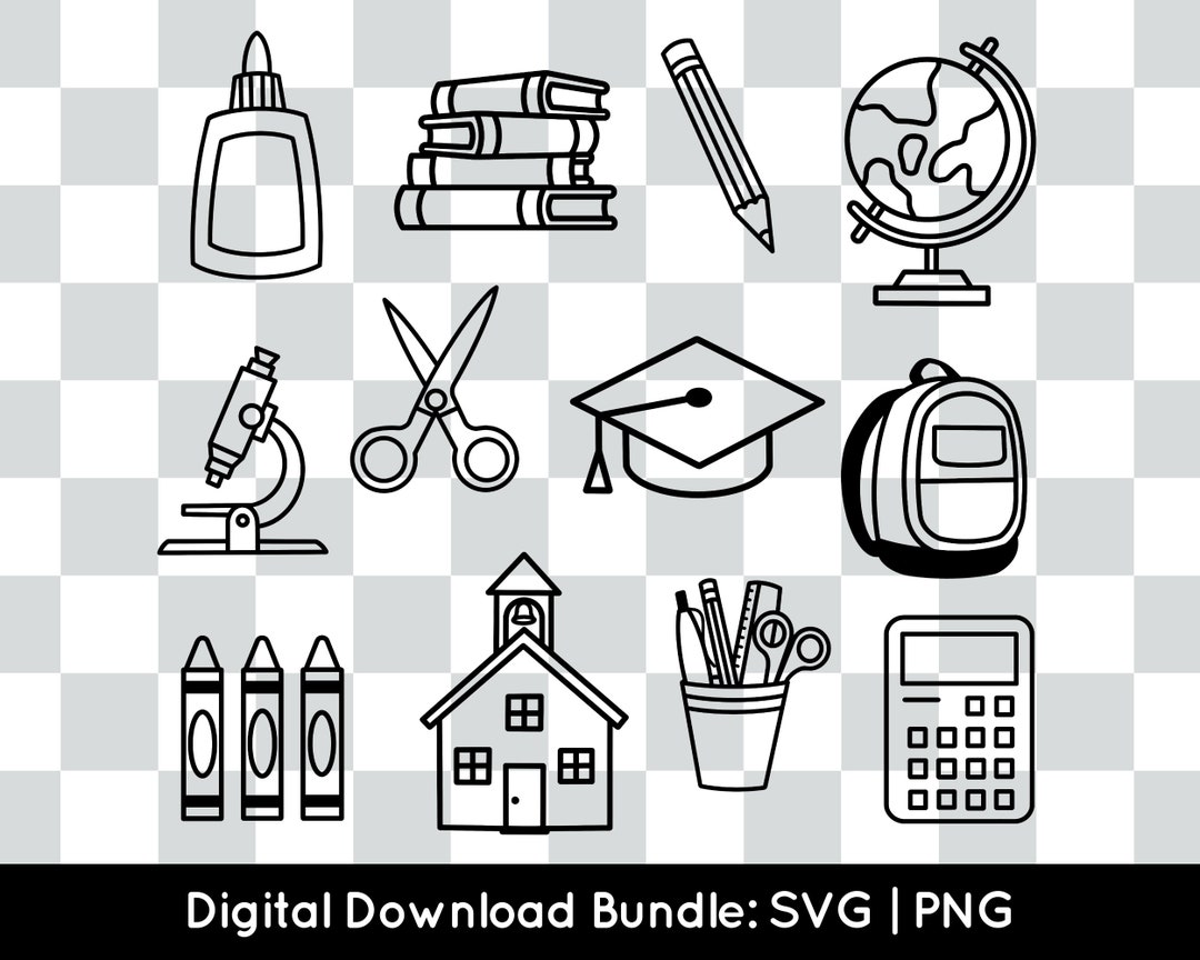 School Bundle PNG SVG, Commercial Use Svg for Cricut, Silhouette Cut ...