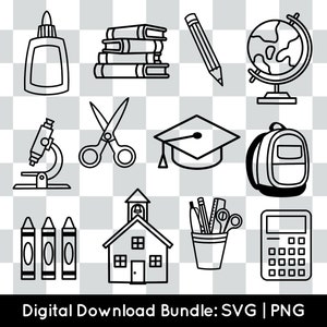 School Bundle PNG SVG, Commercial Use Svg for Cricut, Silhouette Cut ...