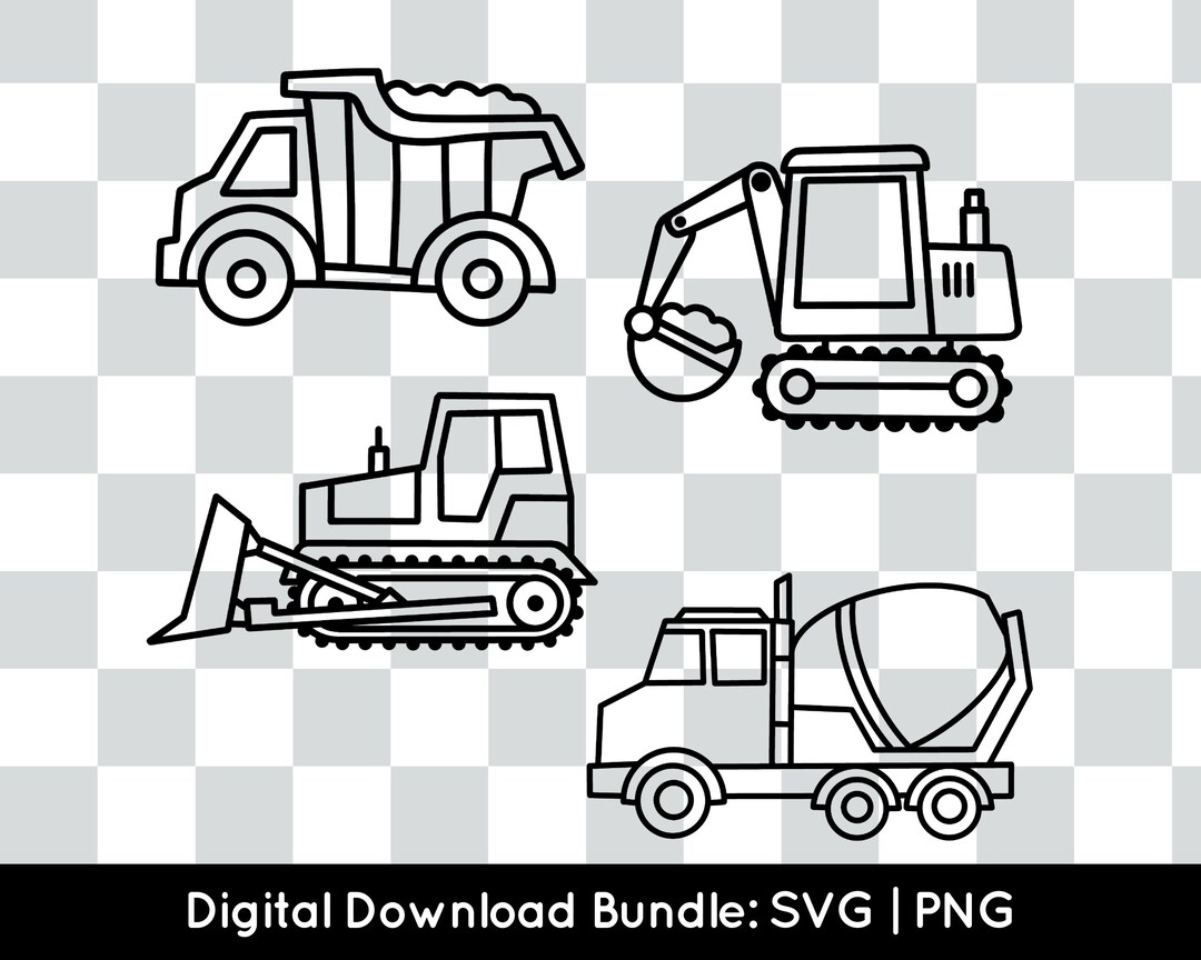 Construction Vehicle Bundle PNG SVG, Builder Machine Svg Cut File for ...