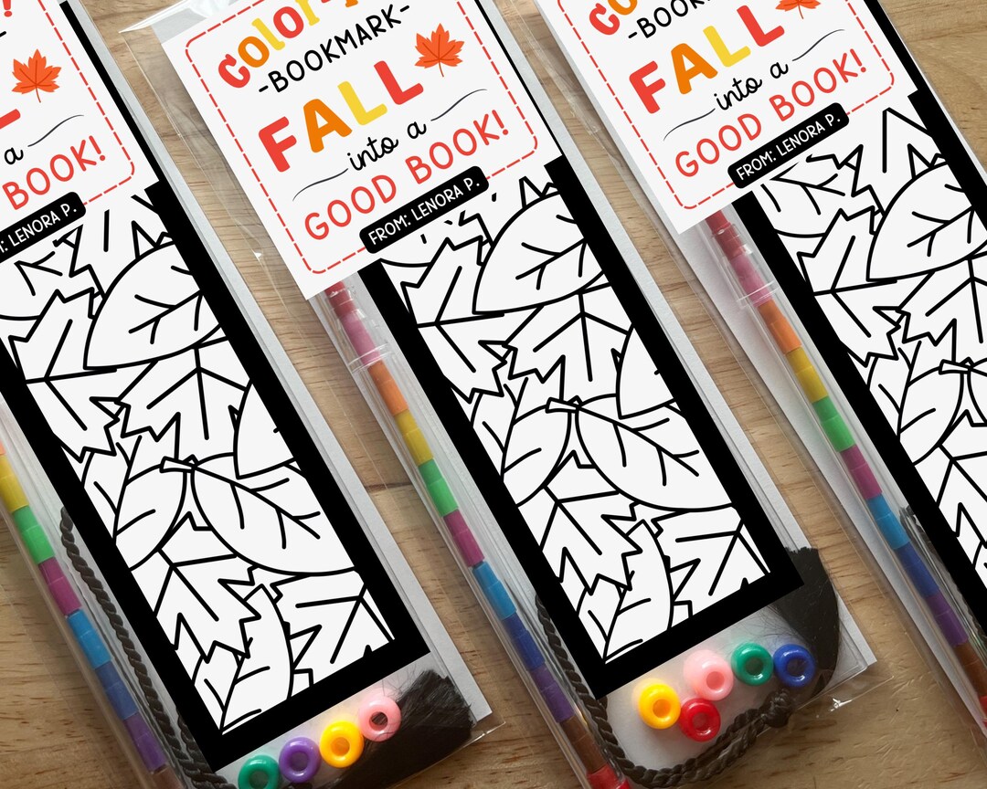 Fall Leaves Bookmark Coloring Craft for Kids, Thanksgiving Classroom ...