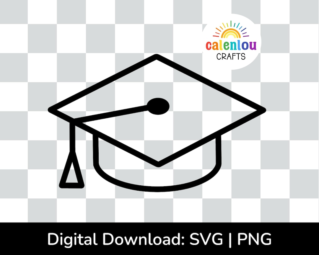 Graduation Cap Outline PNG SVG, Commercial Use Instant Digital Download ...