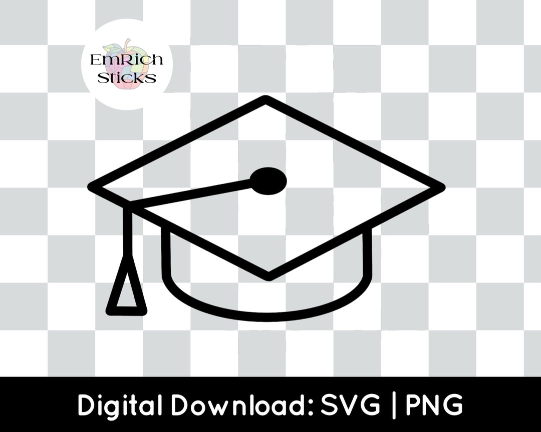 Graduation Cap Outline PNG SVG, Commercial Use Instant Digital Download ...