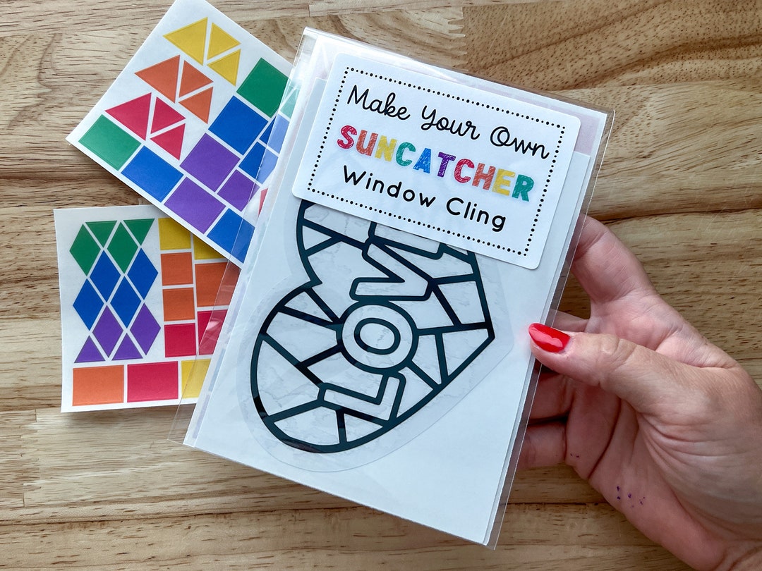 Heart Suncatcher Craft Kit for Kids, Love Heart Sticker Suncatcher ...