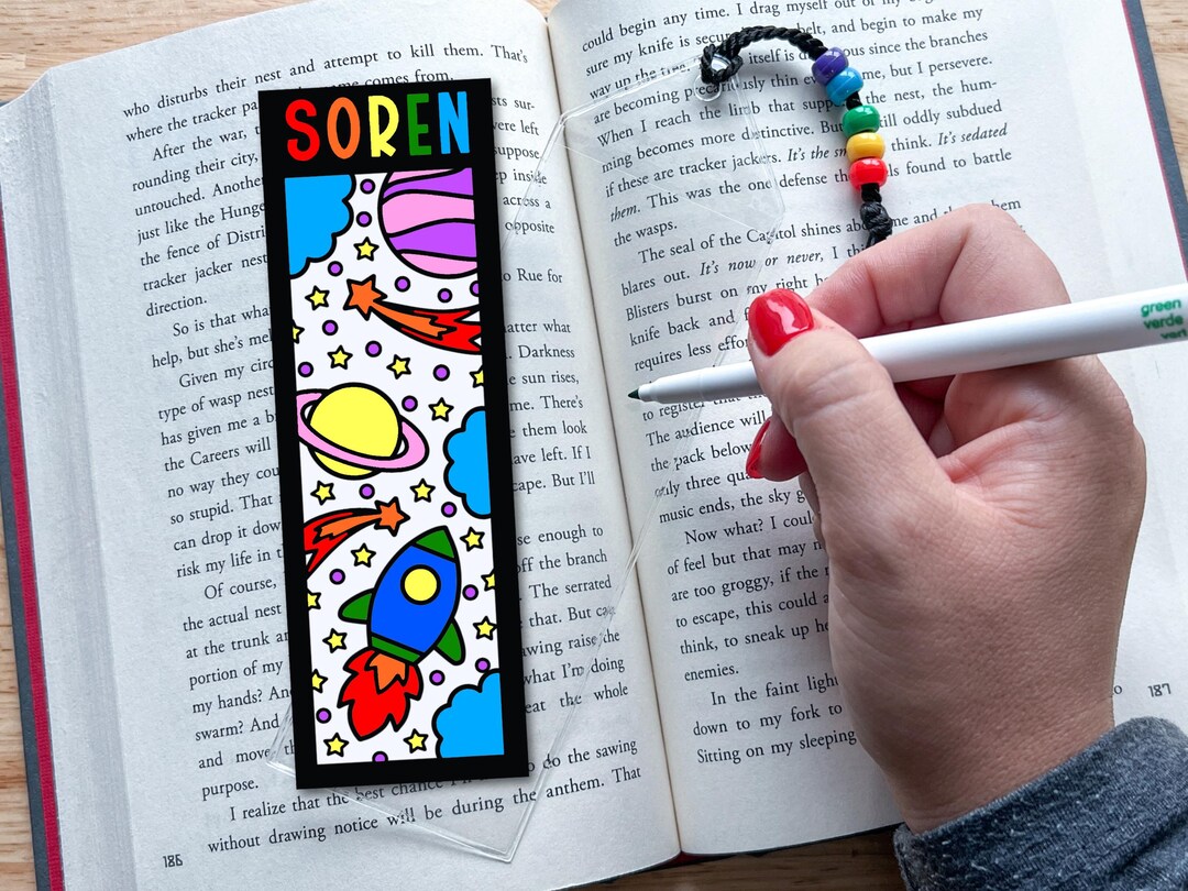 Personalized Outer Space Bookmark Coloring Kit for Kids, DIY Custom ...