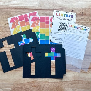 Cross Lantern Craft Kit for Kids, Faux Stained Glass Luminaries ...