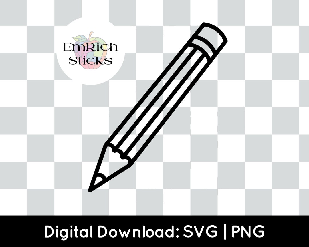 Pencil Outline PNG SVG, Commercial Use Digital Download, Classroom ...