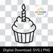 Birthday Cupcake Outline SVG Cut File, Dessert PNG Clipart (commercial ...