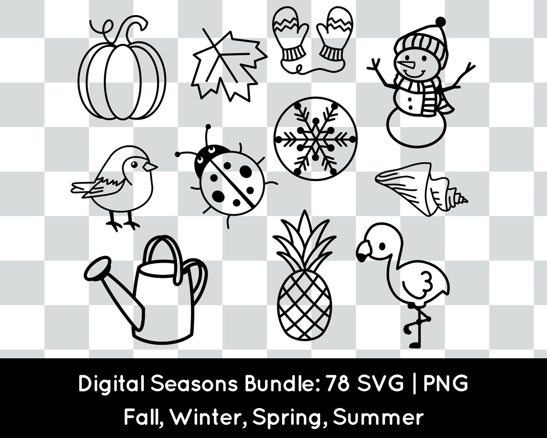 Four Seasons PNG Clipart Bundle, 78 SVG Cut Files (digital Download ...