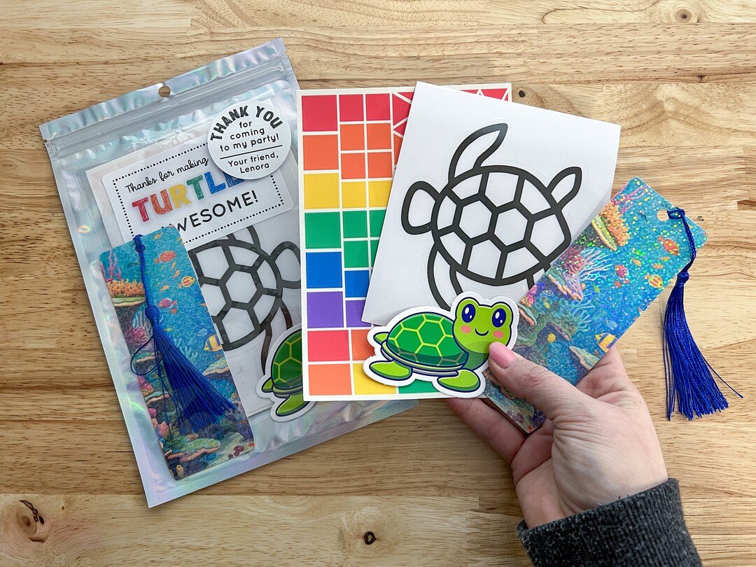 Turtle Birthday Party Favor Bag for Kids, Turtle Suncatcher Craft Kit ...
