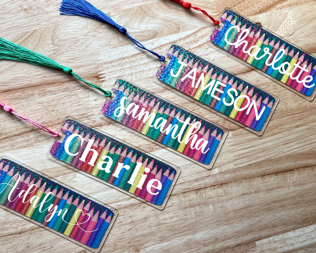 Personalized Colorful Pencil Bookmark for Kids, Custom Name Bookmarks ...
