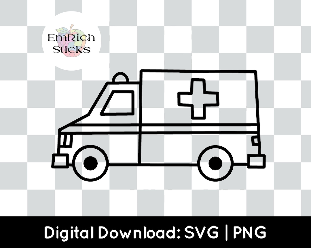 Ambulance Outline PNG SVG, Commercial Use Instant Digital Download ...