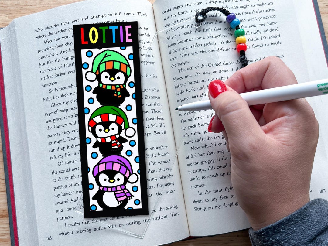 Personalized Penguin Bookmark Coloring Craft Kit for Kids, Custom ...