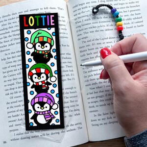 Personalized Penguin Bookmark Coloring Craft Kit for Kids, Custom ...