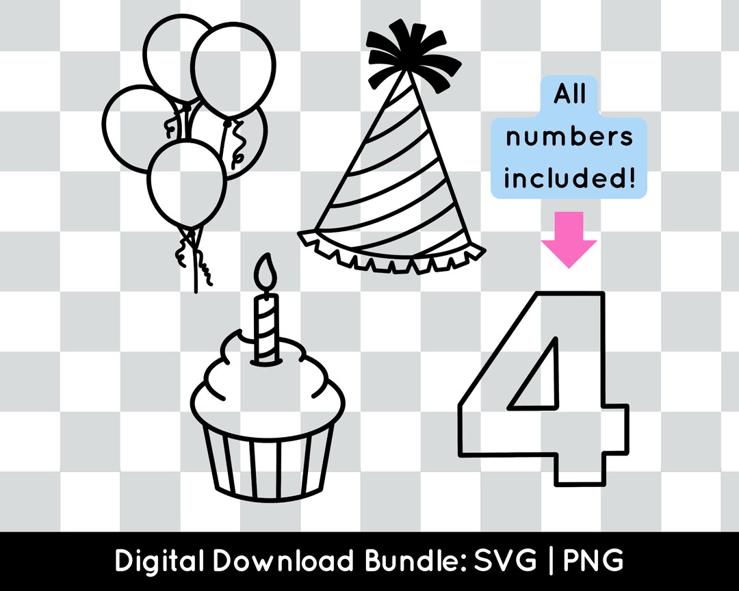 Birthday Party Bundle PNG SVG, Commercial Use Digital Download, Svg Cut ...