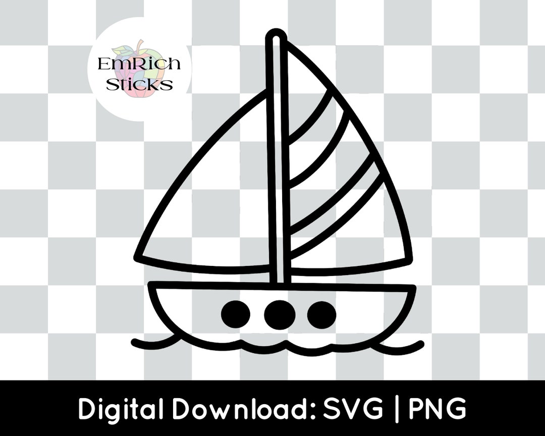 Sailboat Outline PNG SVG, Commercial Use, Instant Digital Download ...