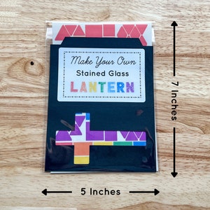 Cross Lantern Craft Kit for Kids, Faux Stained Glass Luminaries ...