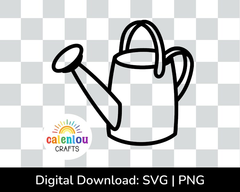 Watering Can Outline SVG Cut File, Spring Garden PNG Clipart ...