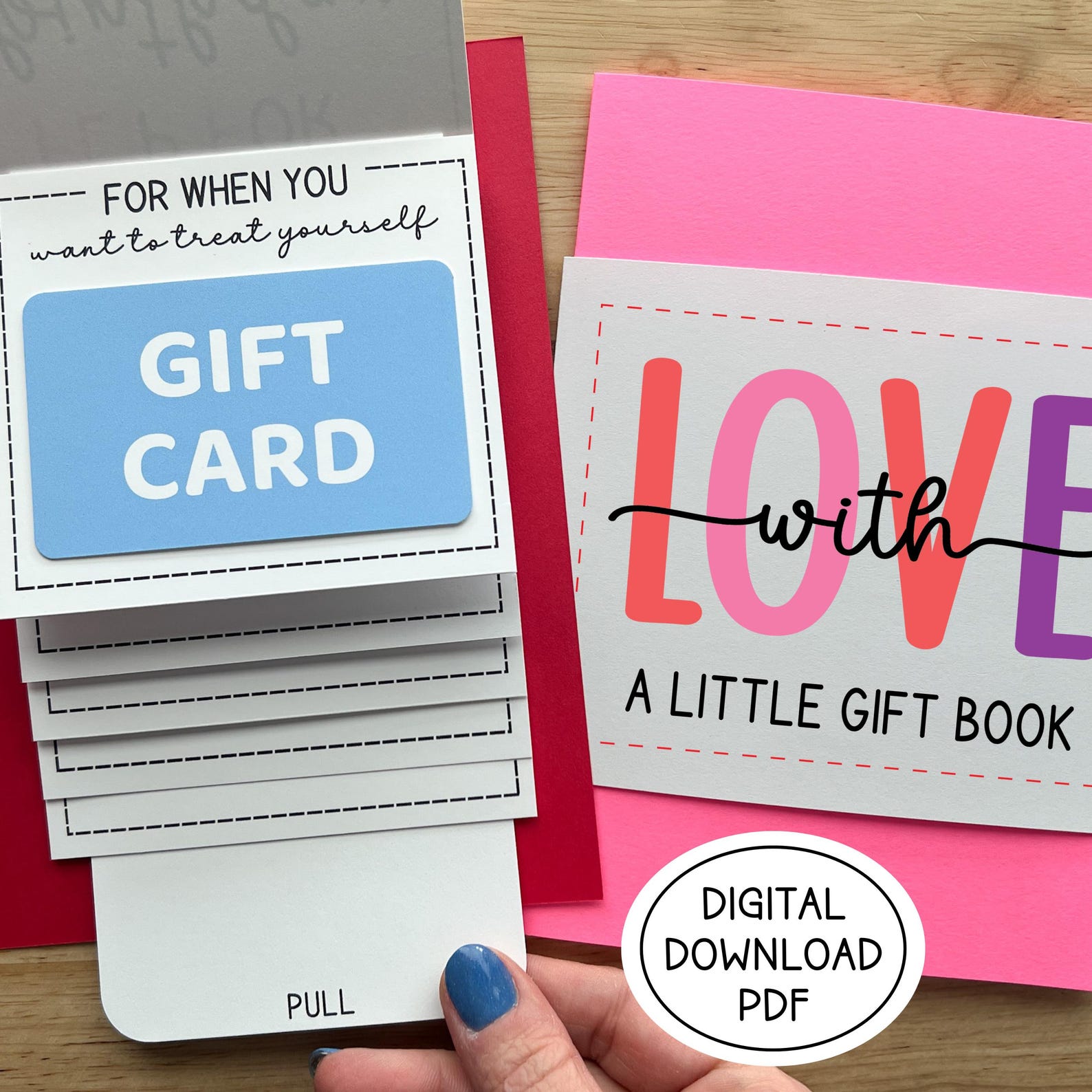 DIGITAL DOWNLOAD Love Waterfall Gift Card Holder Printable, Valentines ...
