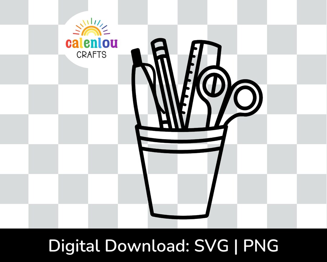 Pencil Holder Outline PNG SVG, Commercial Use Instant Digital Download ...