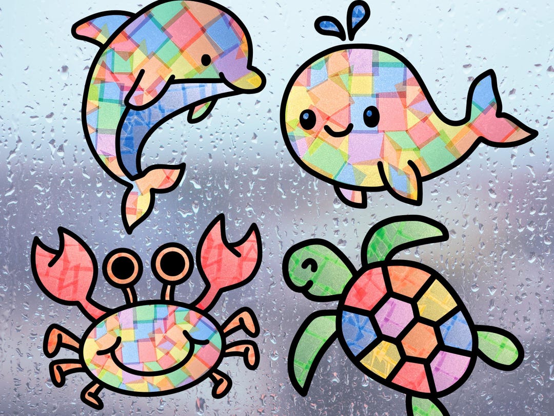 Ocean Animal Suncatcher Sticker Craft Kit for Kids, Under the Sea ...