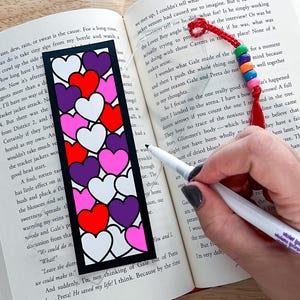 Valentines Day Favors for School Classroom, Heart Bookmark Coloring ...