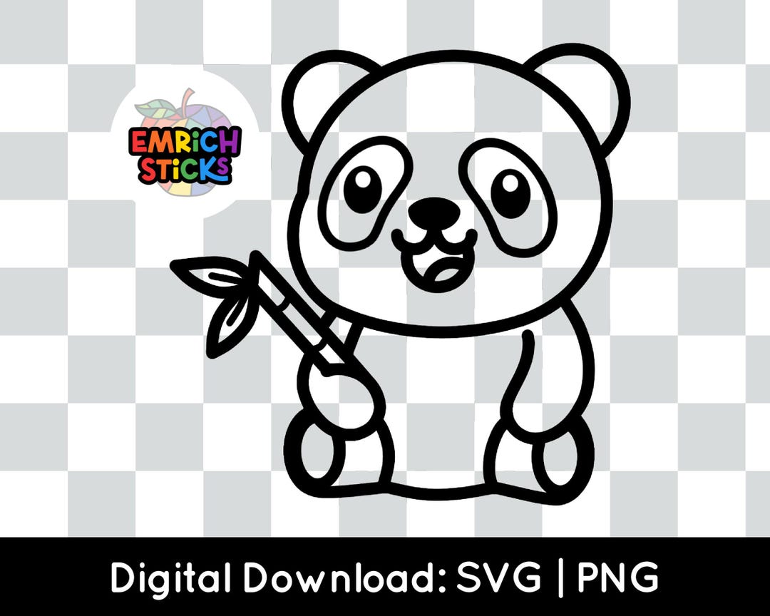 Panda Outline PNG SVG, Instant Digital Download, Commercial Use, Cute ...