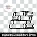Books Outline PNG, SVG Cut File for Cricut or Silhouette, Commercial ...