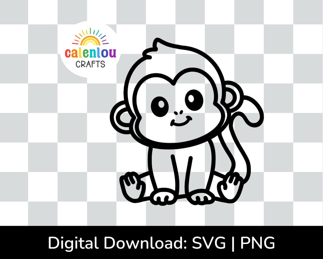 Monkey Outline PNG SVG, Commercial Use Instant Digital Download, Safari ...