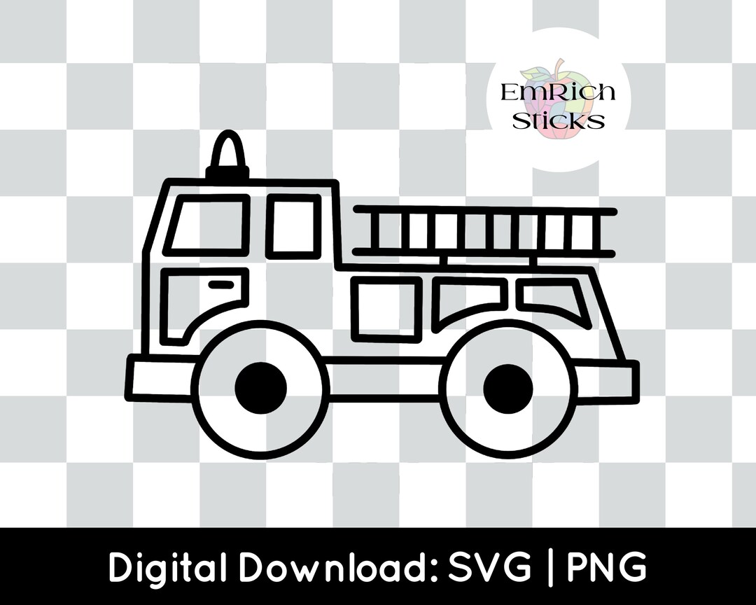 Firetruck Outline PNG SVG, Commercial Use Instant Digital Download ...