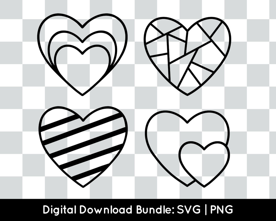 Heart SVG Cut File Bundle, Valentine's Day PNG Clipart (commercial Use ...