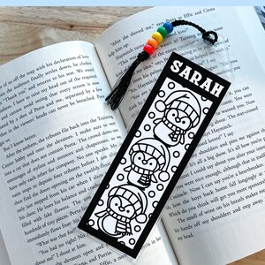 Personalized Penguin Bookmark Coloring Craft Kit for Kids, Custom ...