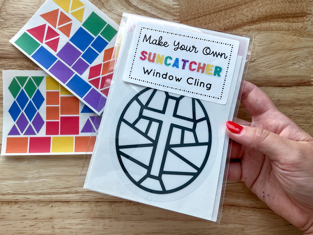 Cross Suncatcher Sticker for Windows, Sunday School Activity, Christian ...