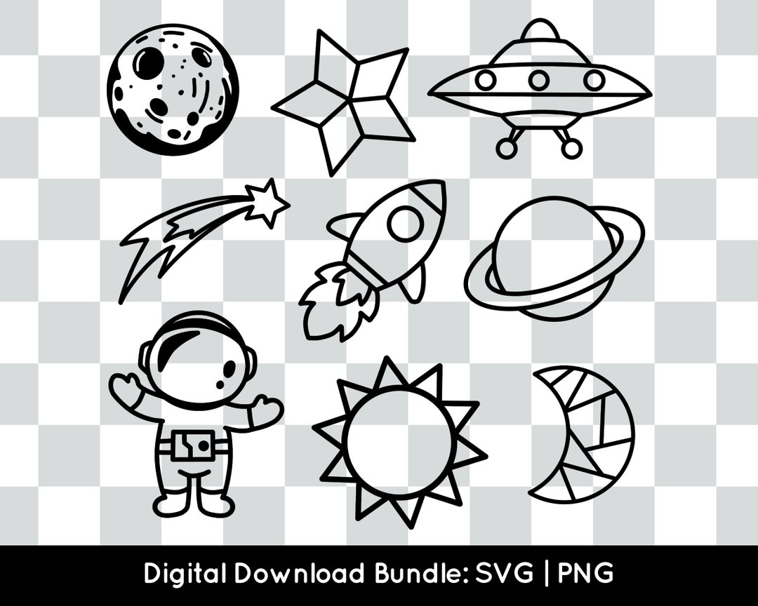Outer Space PNG Clipart Bundle, Galaxy SVG Cut Files (digital Download ...