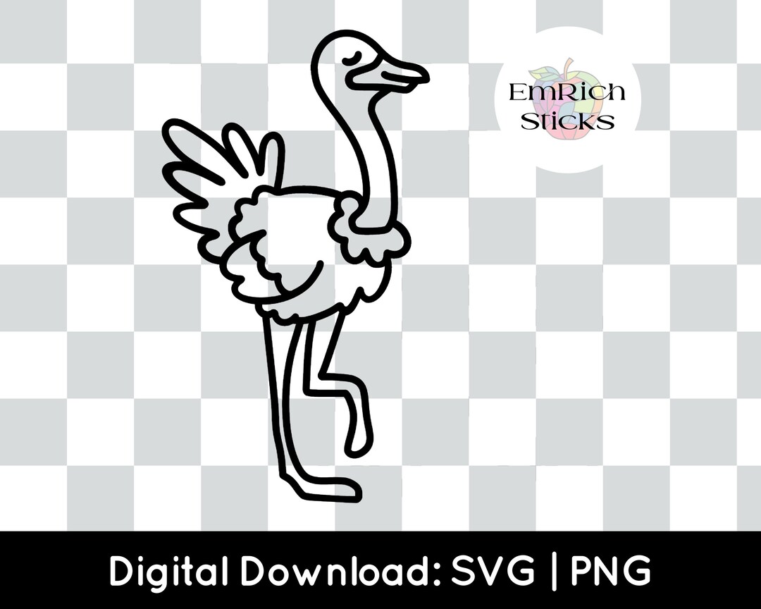 Ostrich Outline PNG SVG, Commercial Use Instant Digital Download ...