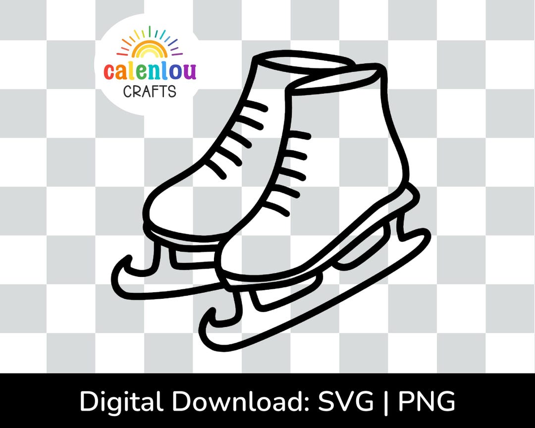 Ice Skates Outline SVG Cut File, Winter PNG Clipart (digital Download ...