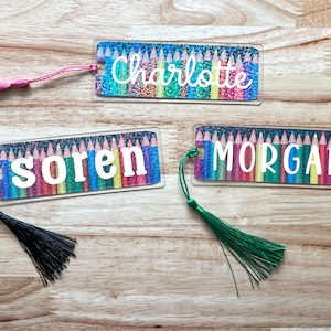 Personalized Colorful Pencil Bookmark for Kids, Custom Name Bookmarks ...