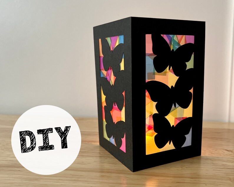 Butterfly Lantern Craft Kit for Kids Faux Stained Glass - Etsy