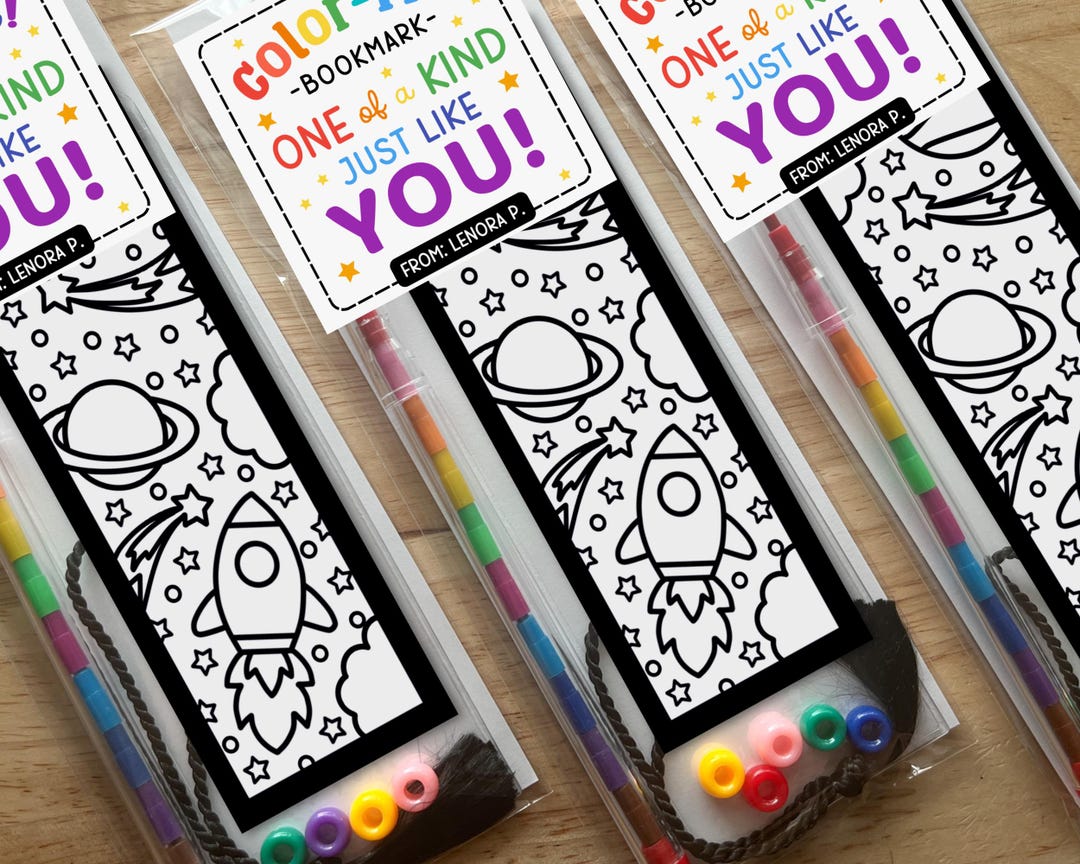 DIY Outer Space Bookmark Coloring Kit, Rocket Party Favor Craft - Etsy