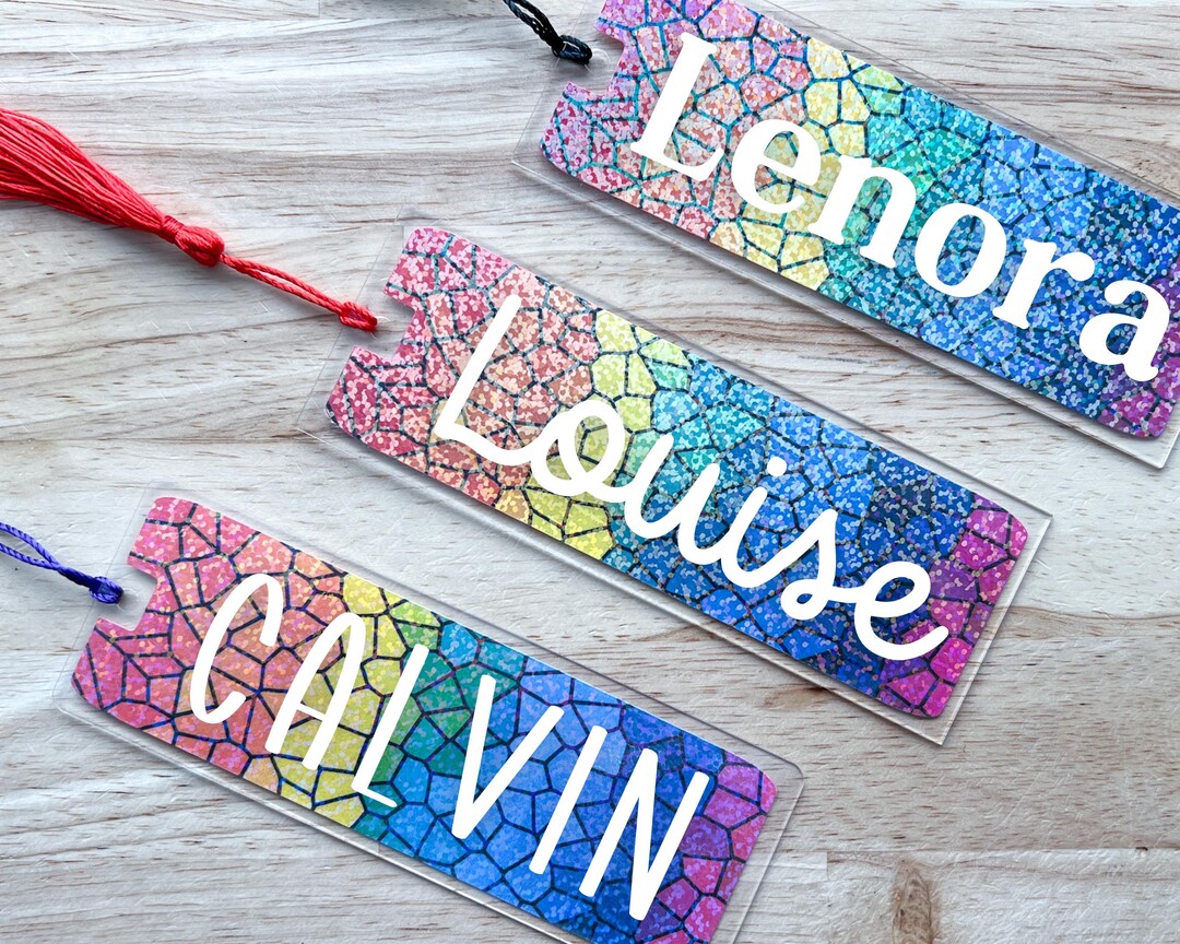 Personalized Stained Glass Rainbow Bookmark for Girls, Custom Name ...