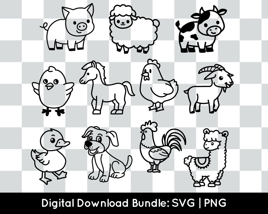 Farm Animal Bundle PNG SVG, Commercial Use Svg for Cricut, Silhouette ...